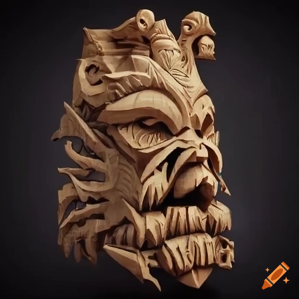 Detailed carving of a Zelda game boss in a labyrinth on Craiyon