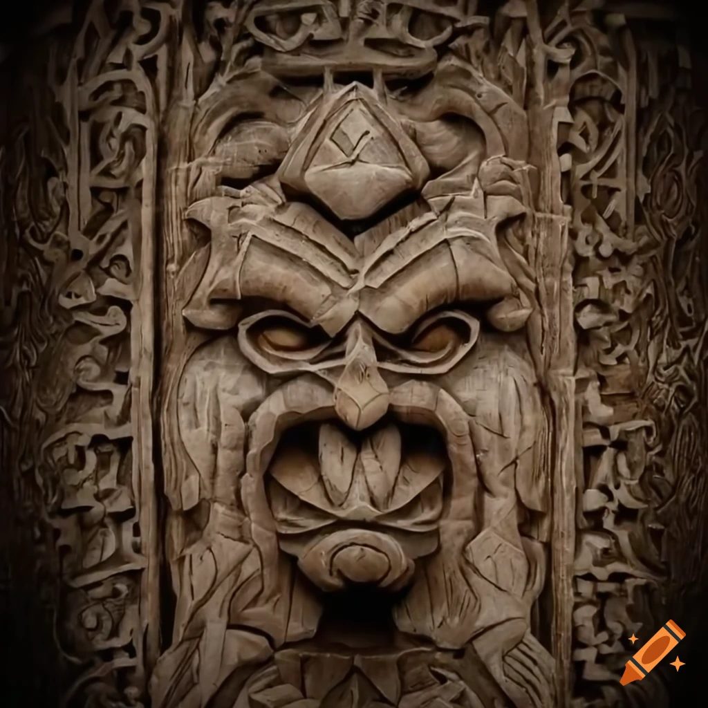 Intricate carving of a Zelda game boss in a labyrinth on Craiyon