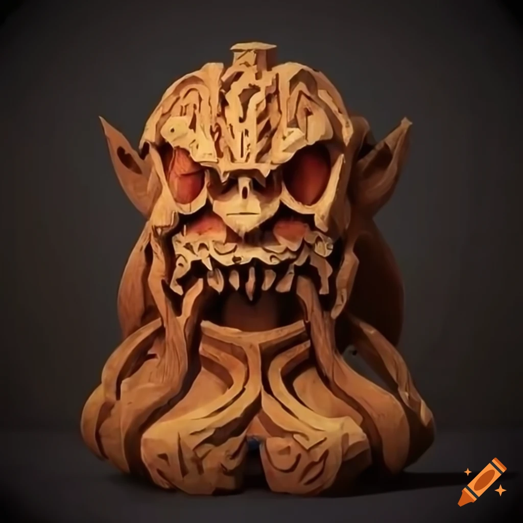 Carved sculpture of a zelda game boss in a labyrinth
