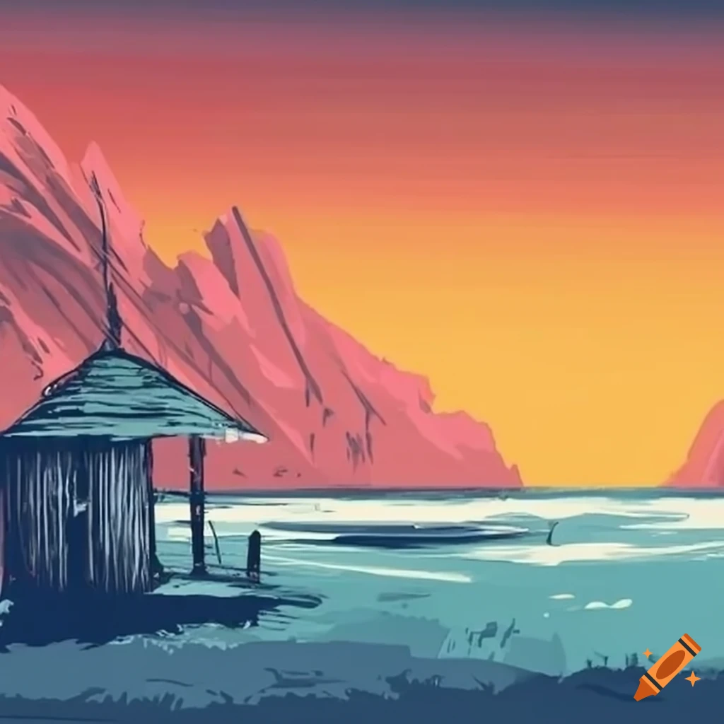 Concept art of a lonely outpost on an empty world