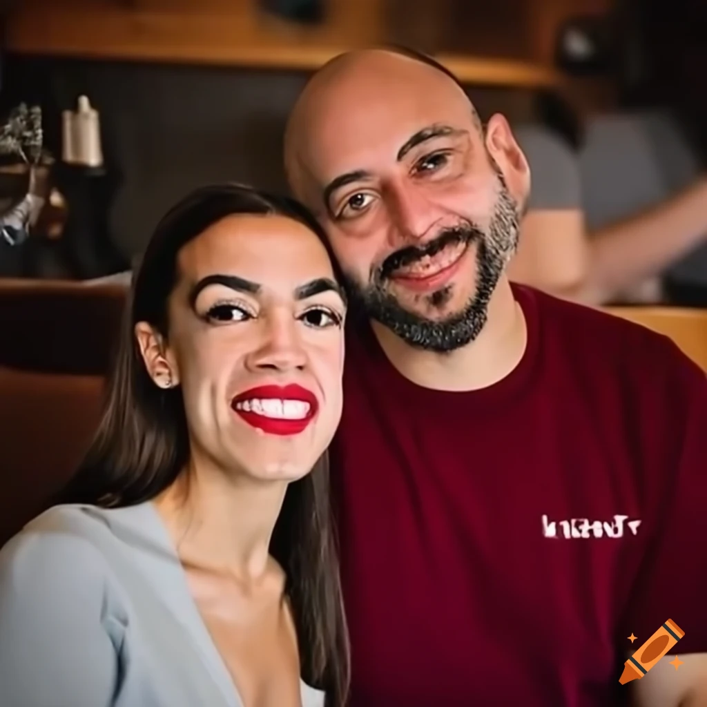 Satirical image of Tim Pool and AOC on a date on Craiyon