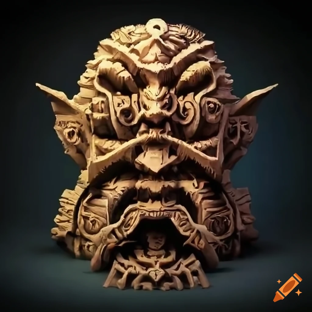 Intricate carving of a zelda game boss on Craiyon