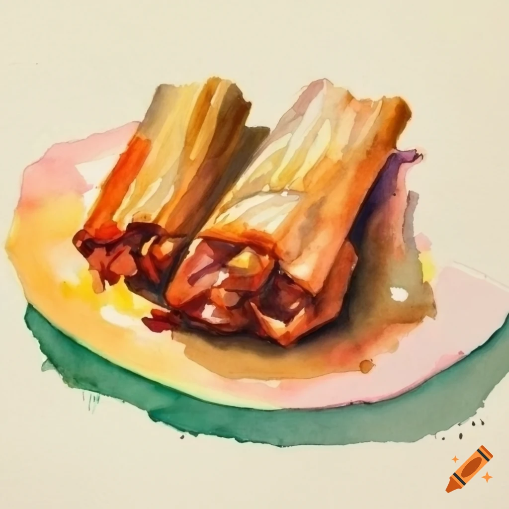Watercolor painting of tamales on Craiyon