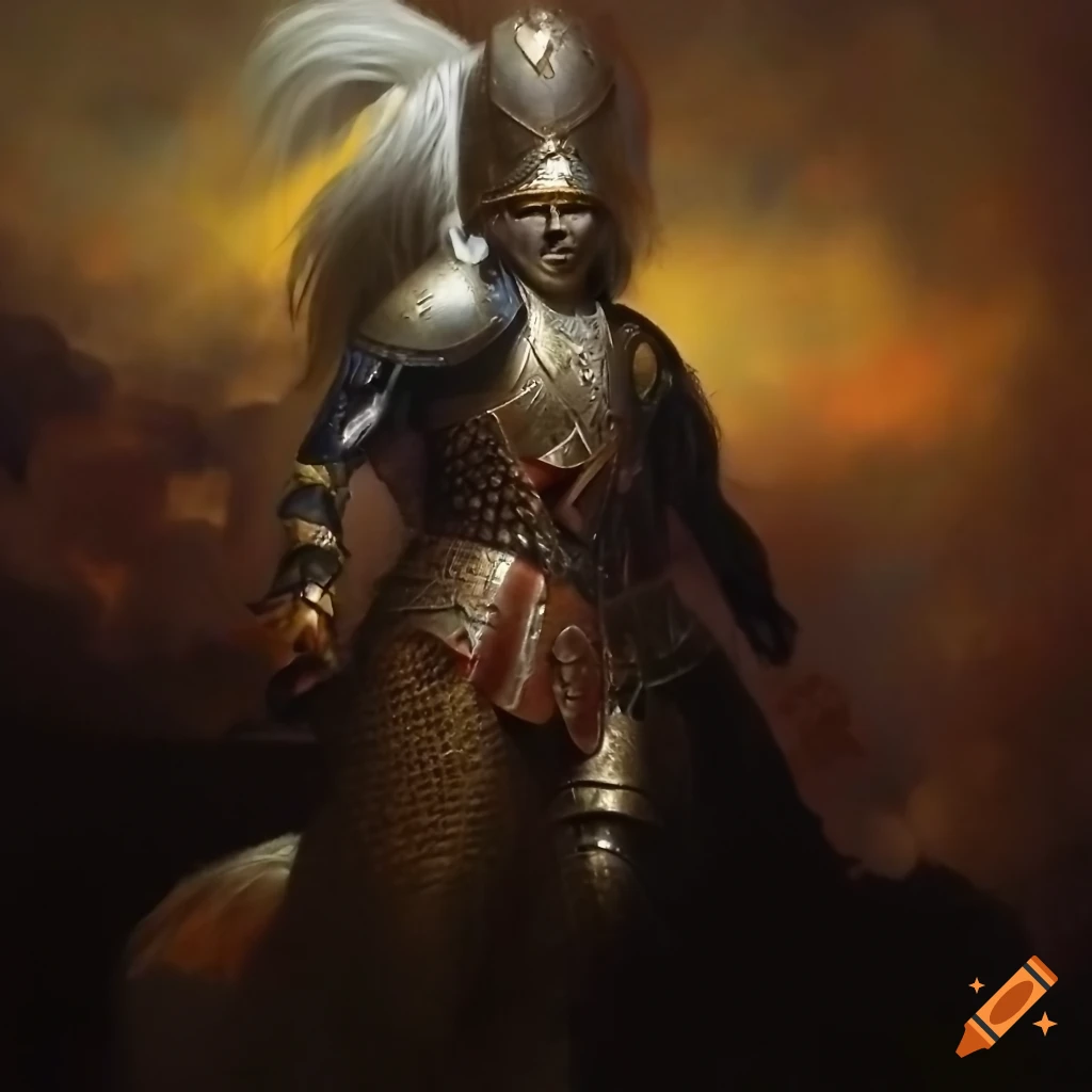 Dynamic action pose of a woman in crystal armor in the style of frank ...