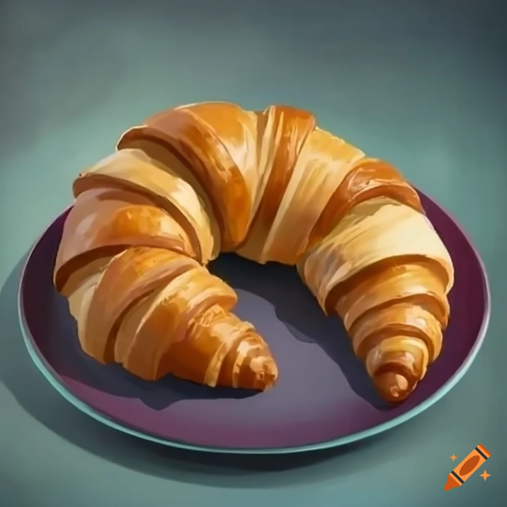 Anime fantasy style croissant on a plate on Craiyon