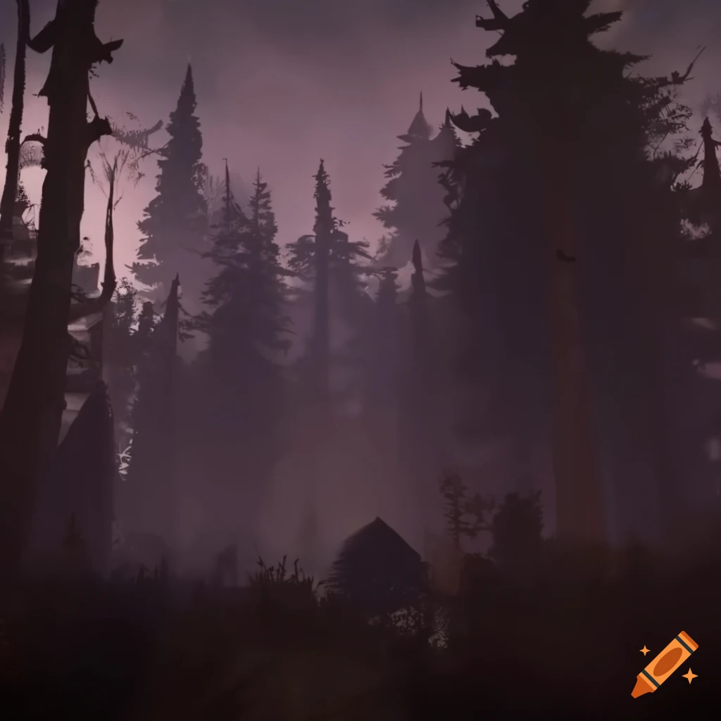 Nighttime forest in rust video game style on Craiyon