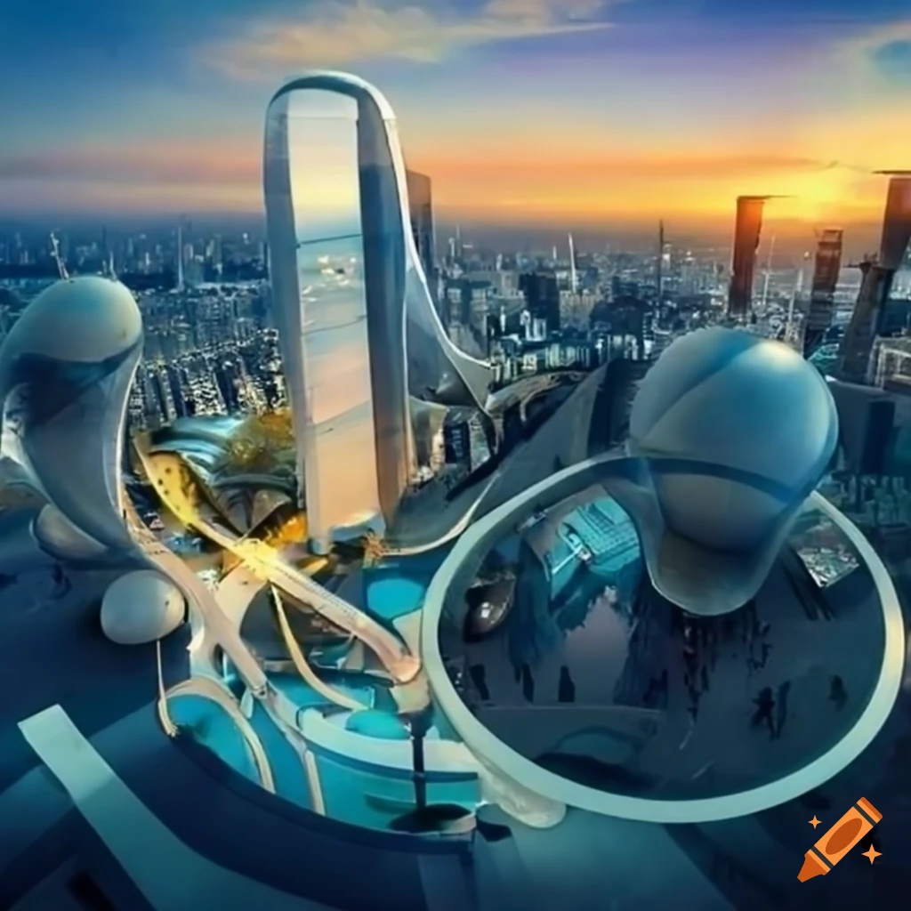 Futuristic city park on Craiyon