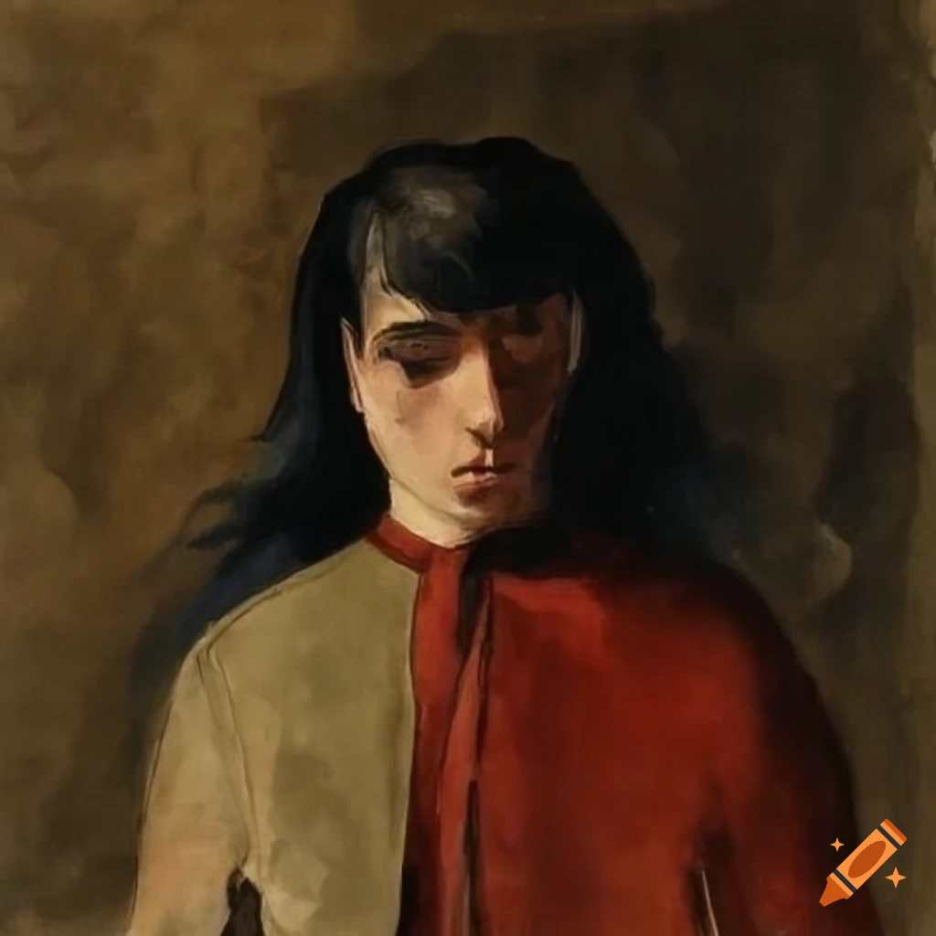 Watercolor pencil drawing of a man in medieval attire on Craiyon