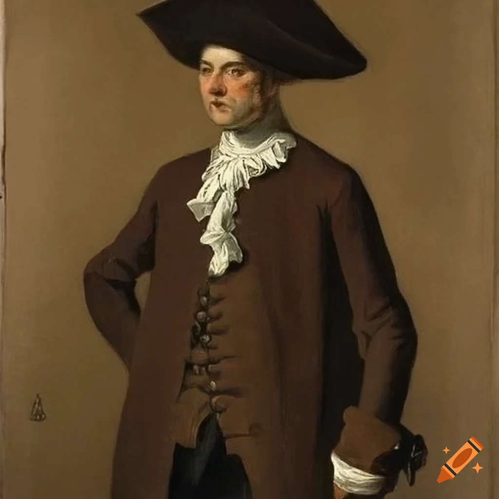 Frank duveneck painting of a man in 1700s clothing on Craiyon