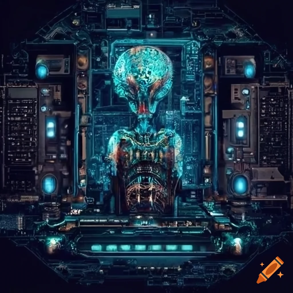 Surrealist alien machines and spaceship artwork