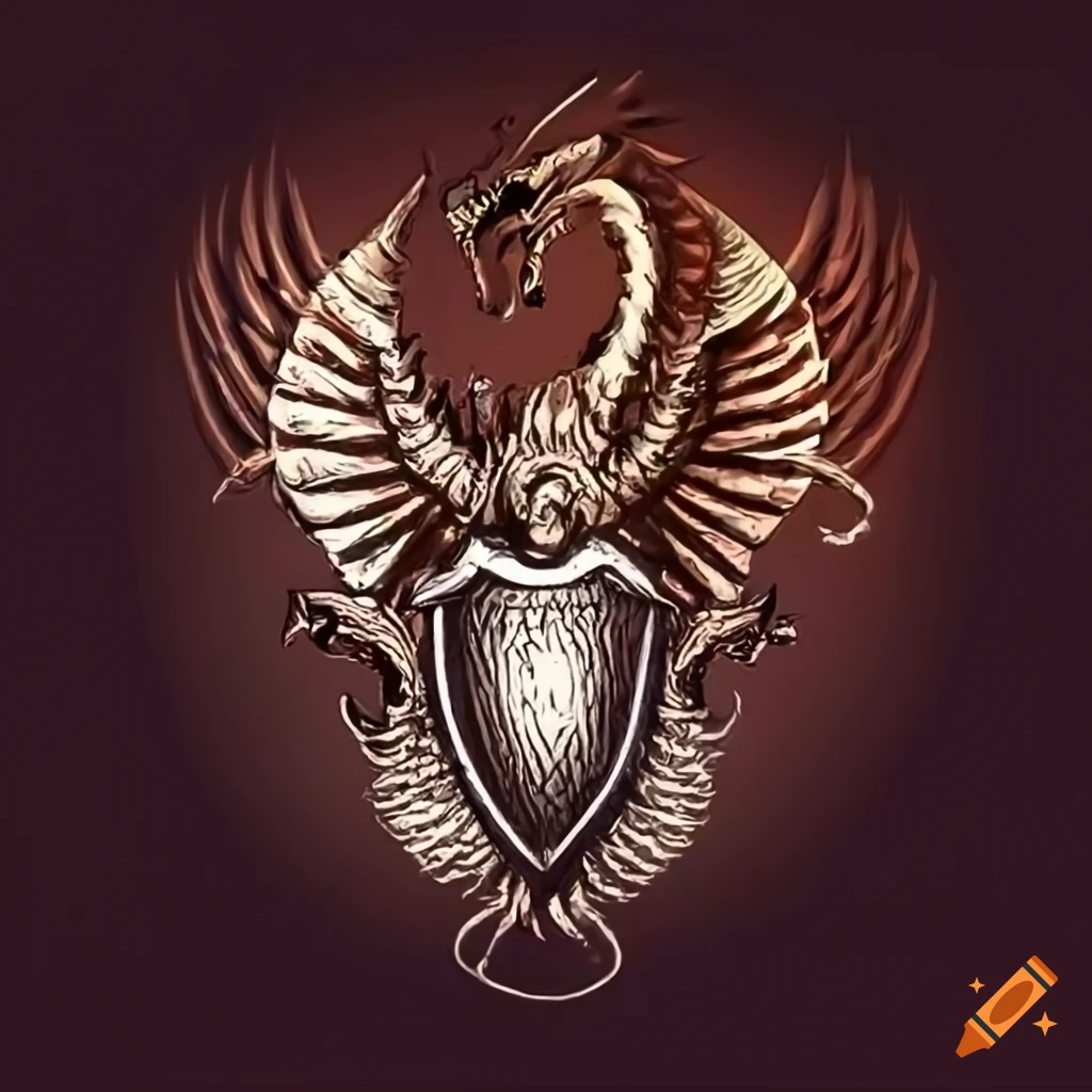 Dragon logo with wings and shield on Craiyon