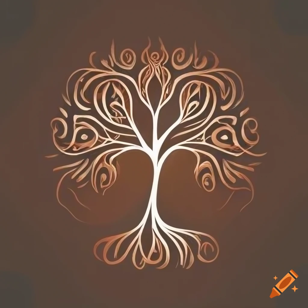 Tree with chains in woodcut style on Craiyon