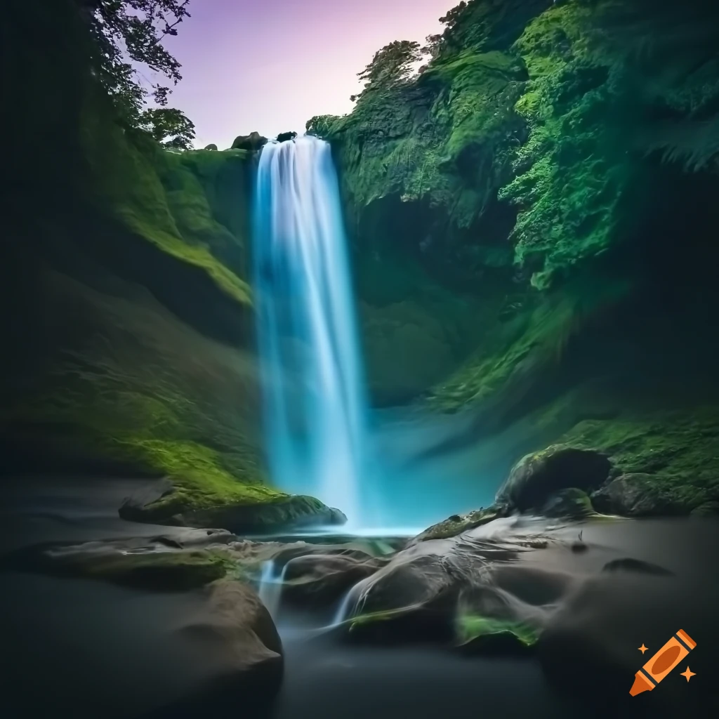 Exotic waterfall in a scenic environment