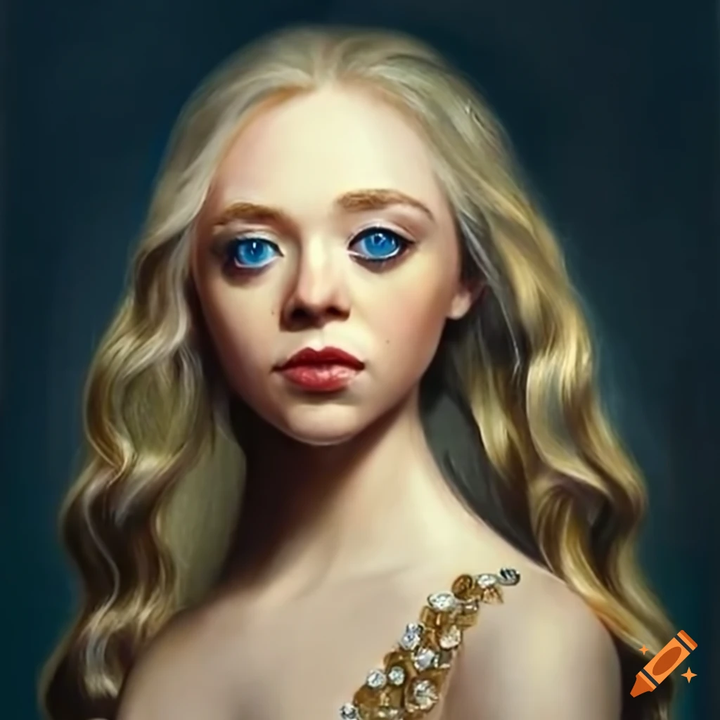 Portrait of portia doubleday as a medieval queen on Craiyon