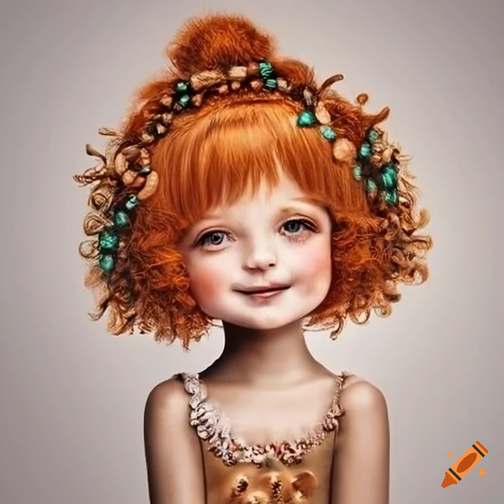 Illustration of cute ginger-haired dressed girls on Craiyon