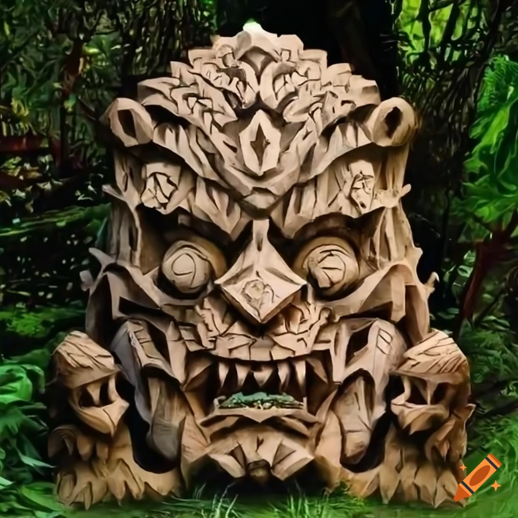 Intricate carving of a zelda game boss on Craiyon