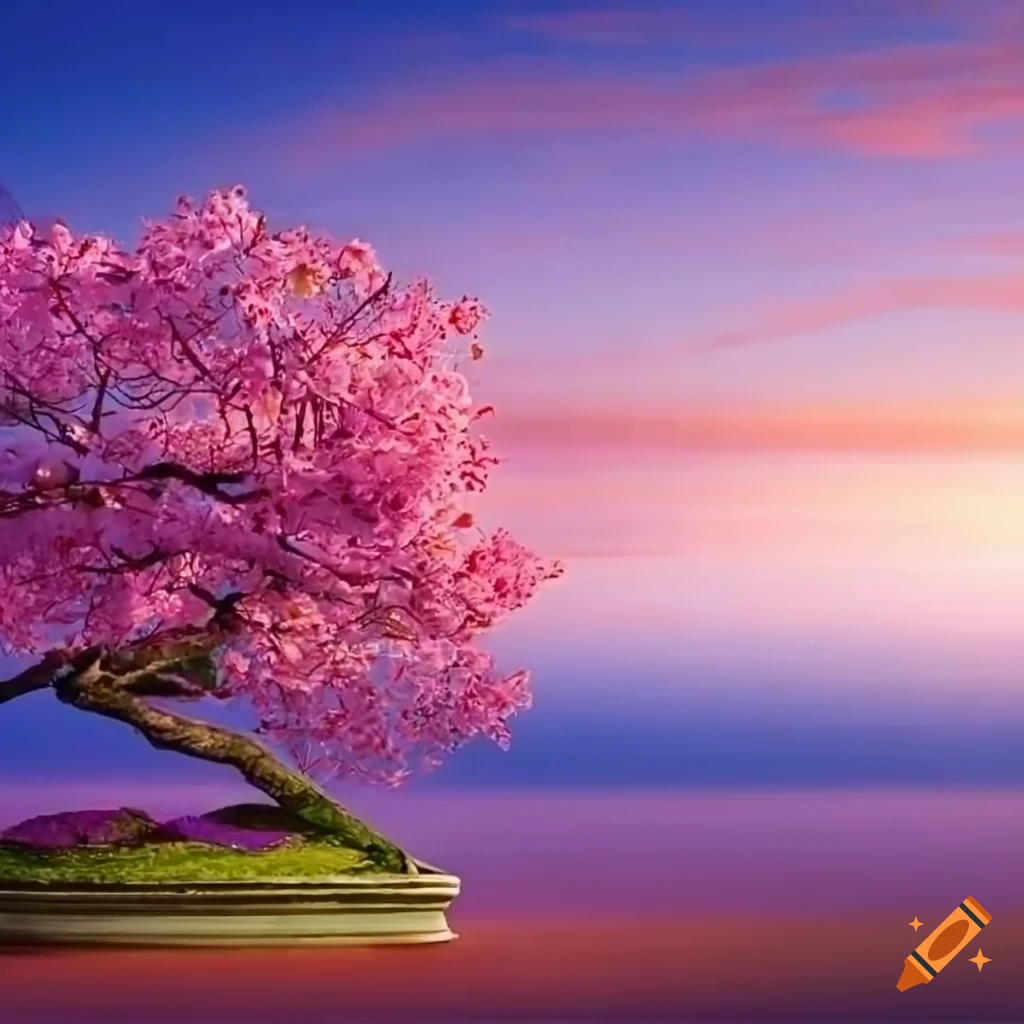 Imagen de un árbol de sakura al atardecer