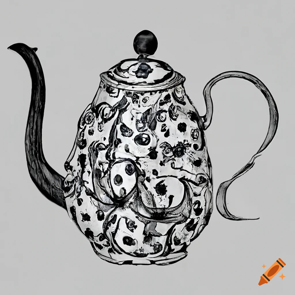 Spider painted victorian tea pot on Craiyon