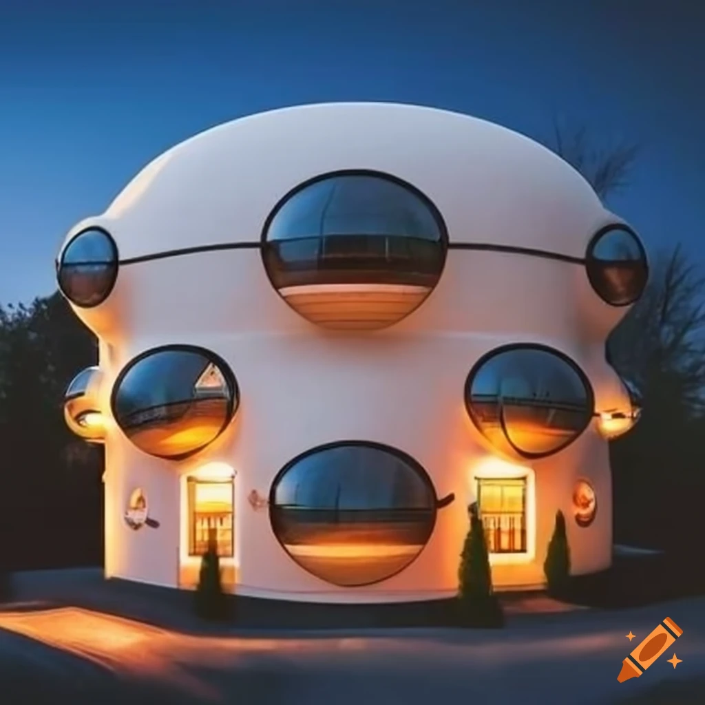 Cylindrical houses in a beautiful suburb on Craiyon