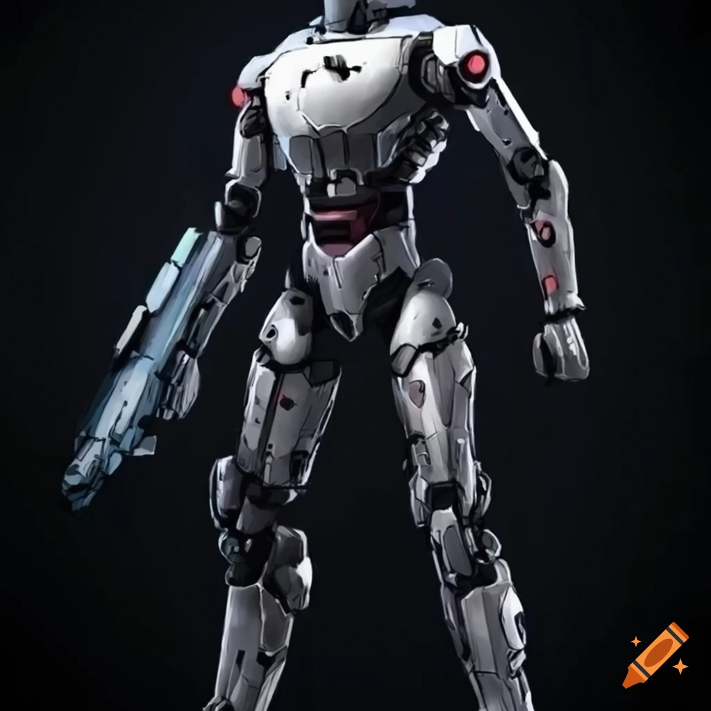 Anime version of a robot soldier on Craiyon