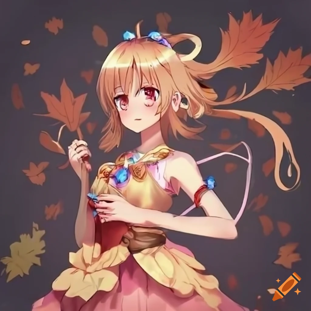 Autumn-themed magical girl anime character on Craiyon