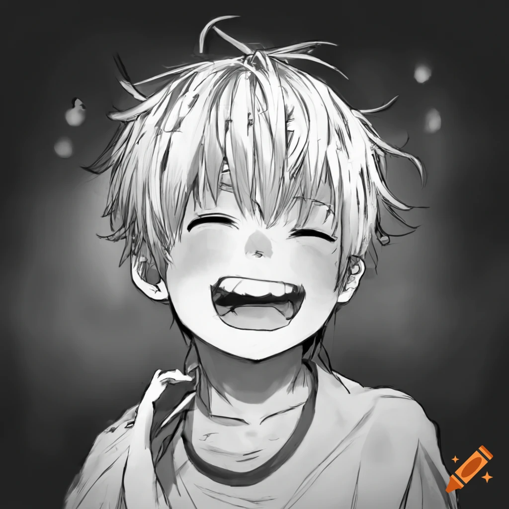 Cute anime kid laughing on Craiyon