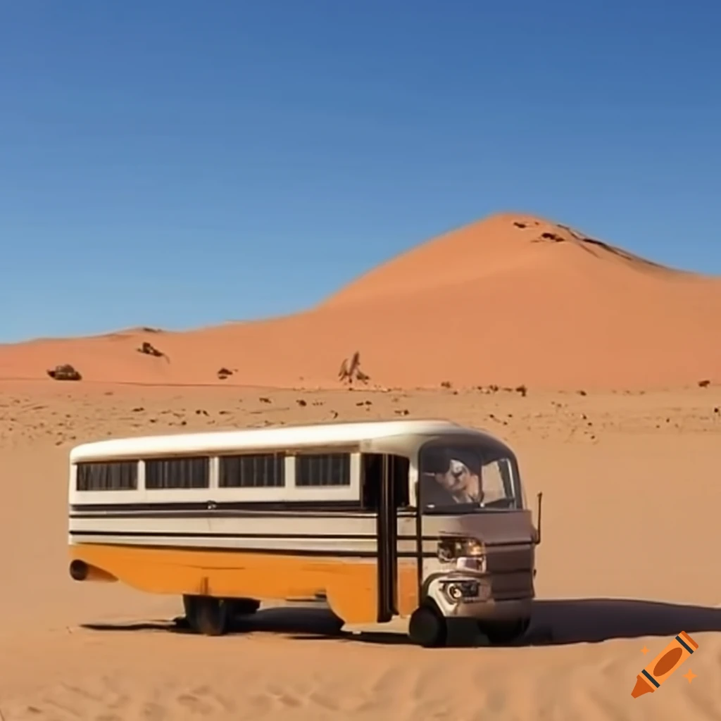 Bus in the desert on Craiyon