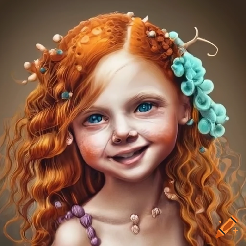 Adorable illustration of smiling ginger-haired girls