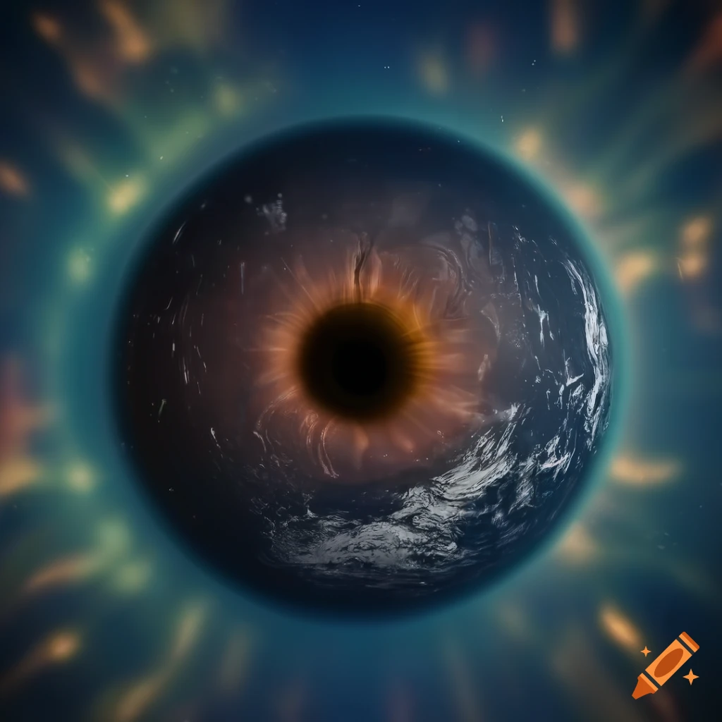 Close-up of eye reflecting planet Earth on Craiyon