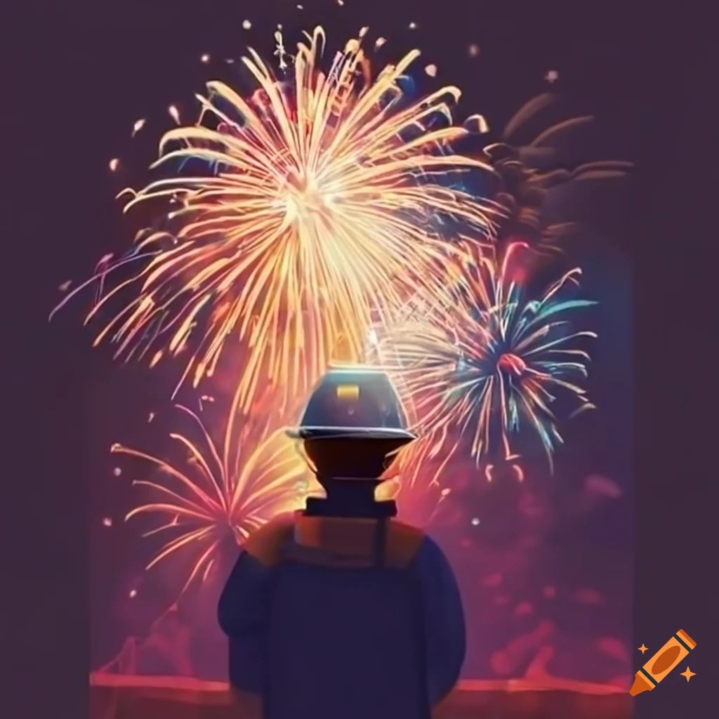 Close-up of a worker enjoying fireworks