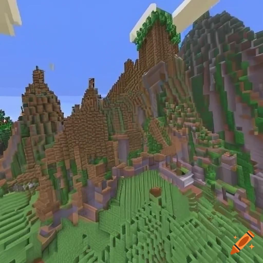 Crowded minecraft landscape on Craiyon