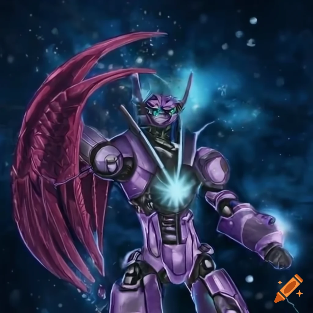 Technological angel with cyber wings in outer space on Craiyon