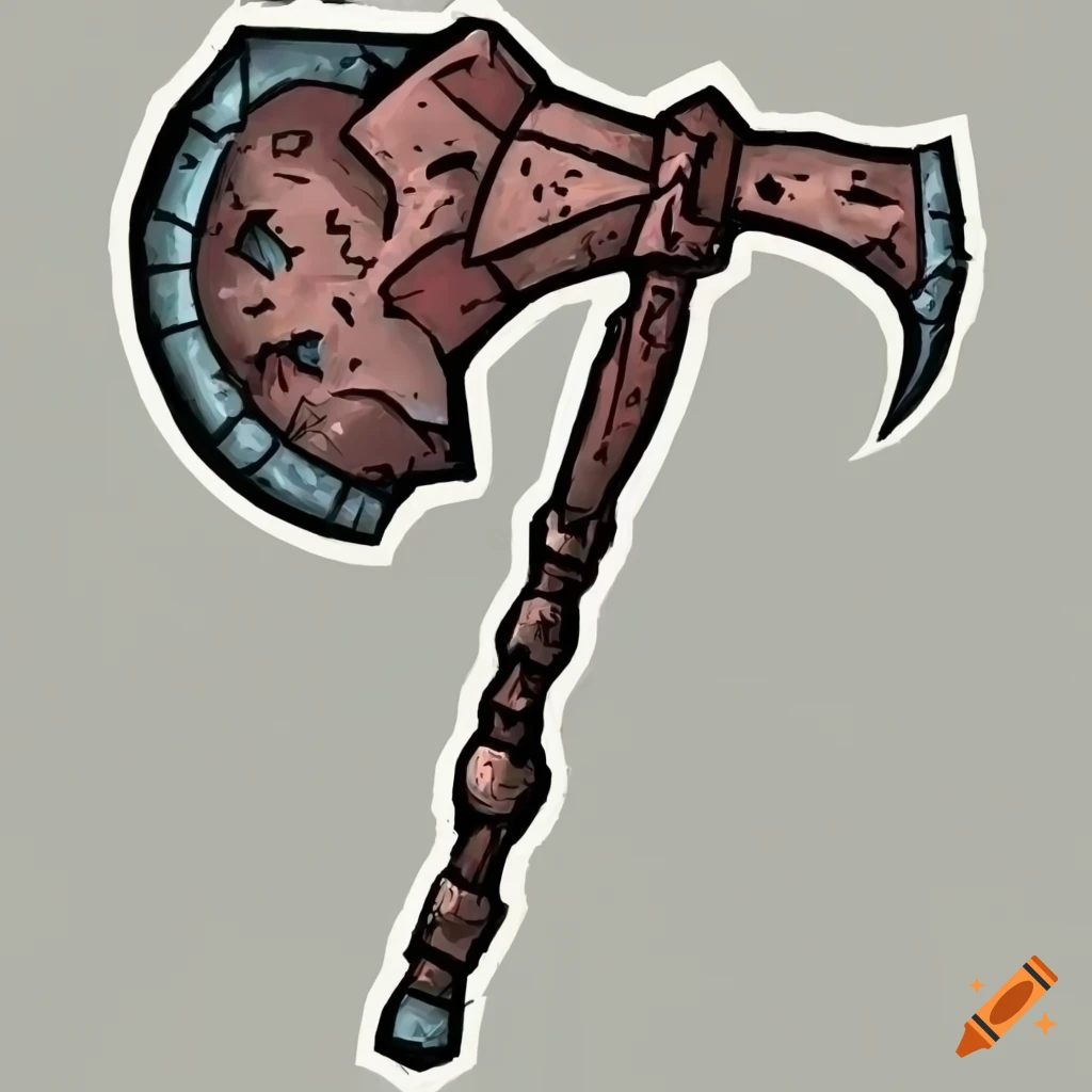 Dark fantasy artwork of a handaxe on Craiyon