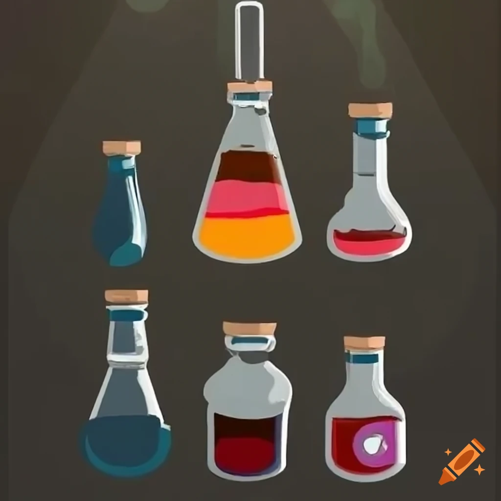 Illustration of the potion brewing process on Craiyon