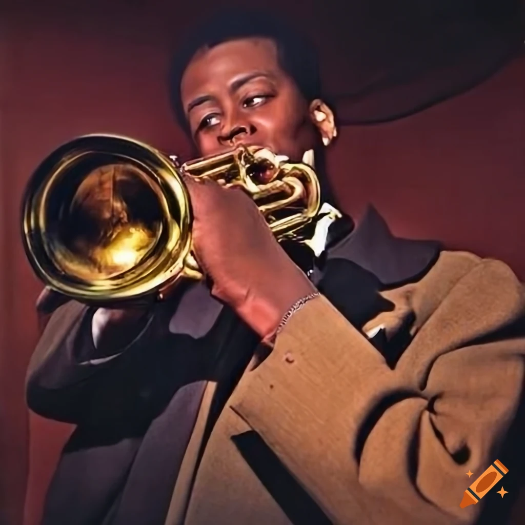 Vintage photo of man playing trumpet in jazz club on Craiyon