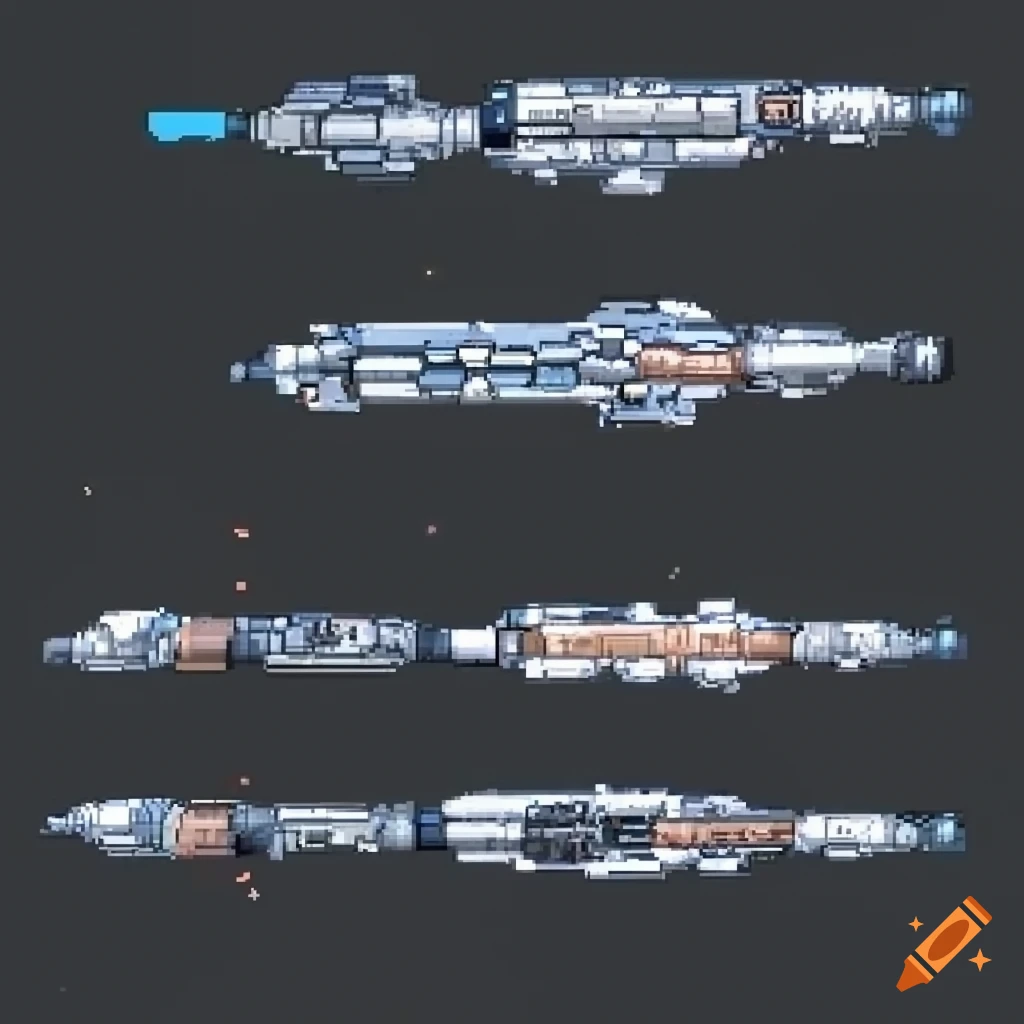 Sprites of science fiction spaceships for game design on Craiyon