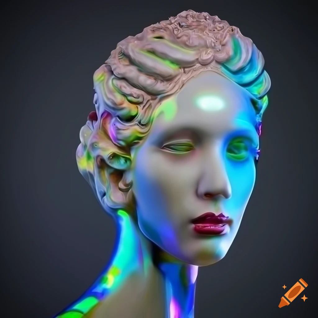 Intricate marble sculpture with vibrant colors on Craiyon