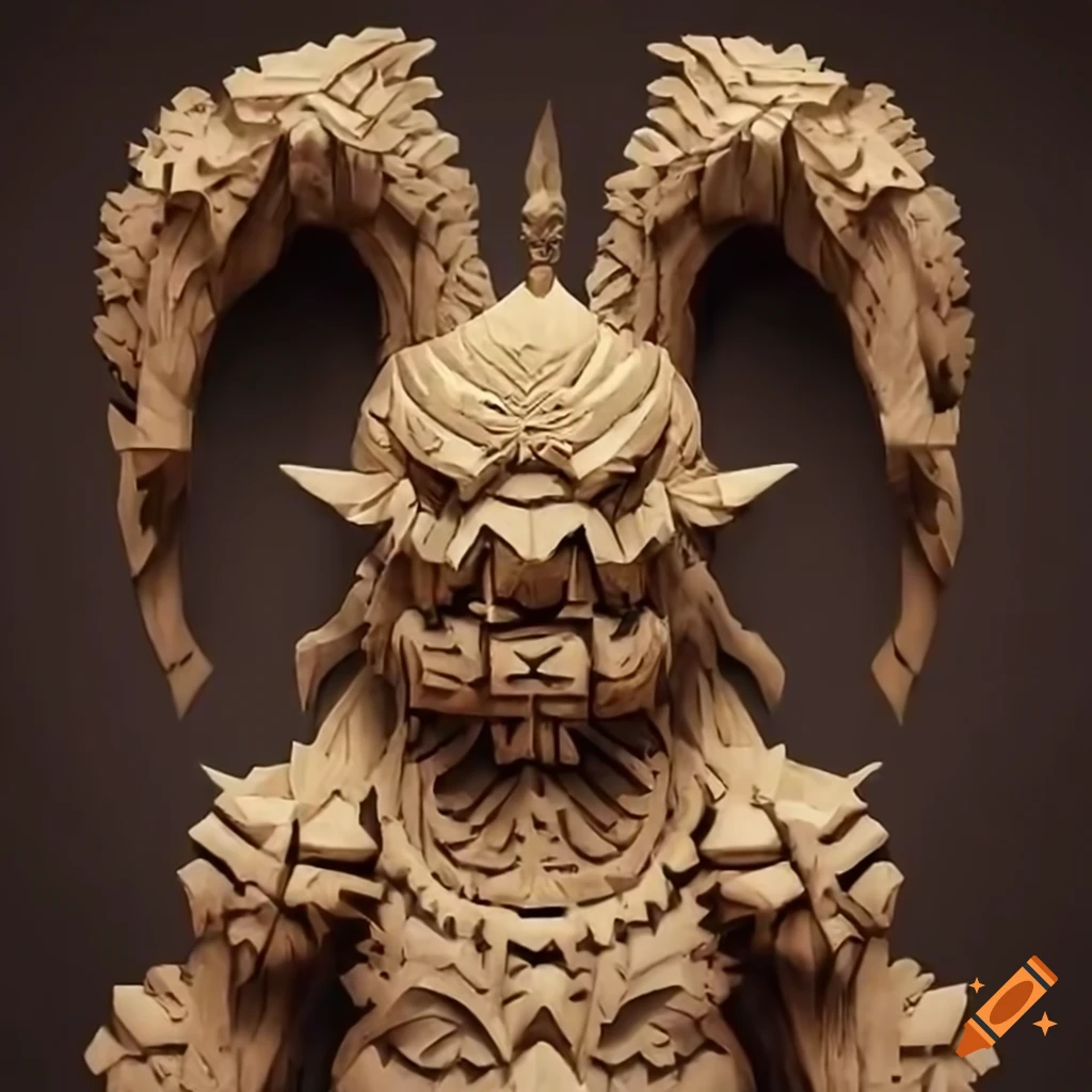 Intricate carving of a zelda game boss in a labyrinth on Craiyon