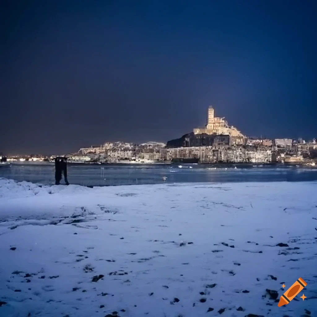 Marseille covered in snow on Craiyon