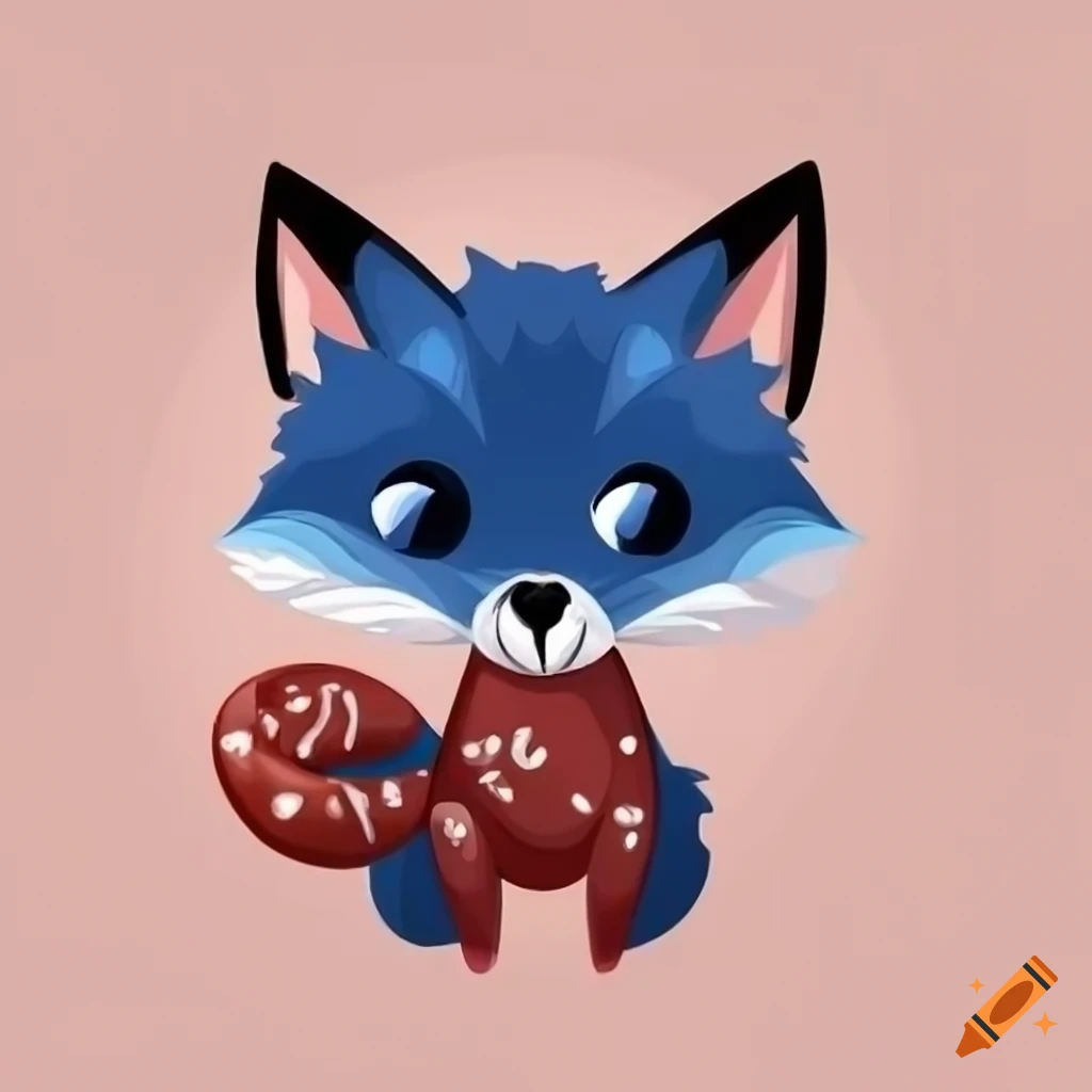 Cartoon white fox with blue eyes eating cereal on Craiyon