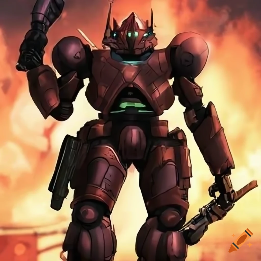 Anime version of a robot soldier on Craiyon