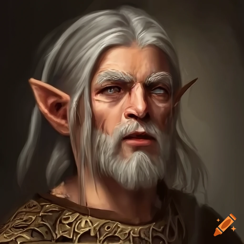 Detailed art of an elderly elf man from the middle ages on Craiyon