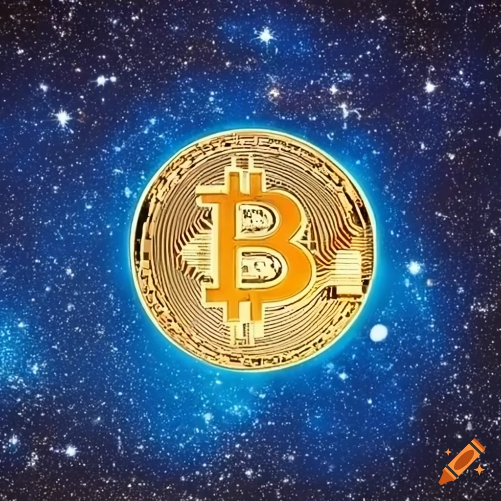 Bitcoin logo in space