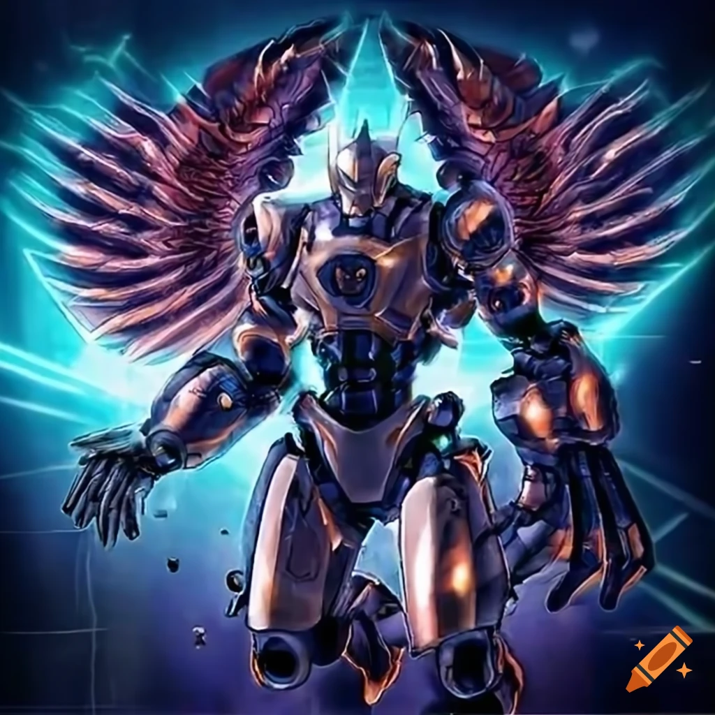 Giant space robot based on a parasite in yugioh art on Craiyon