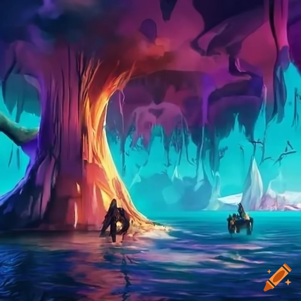 Sea filled with chaotic magic in a fantasy art style on Craiyon