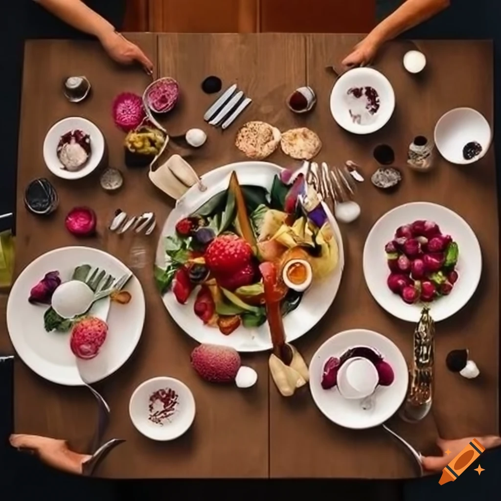 Food styling table setup for a large gathering on Craiyon