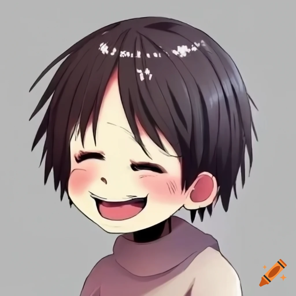 Cute manga kid laughing uncontrollably on Craiyon