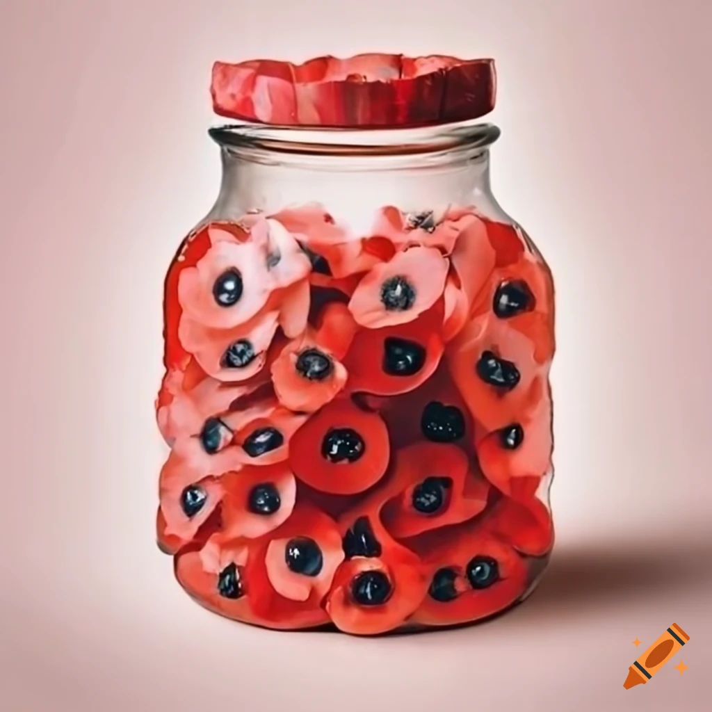 Jar filled with 1000 paper poppies for Royal British Legion on Craiyon