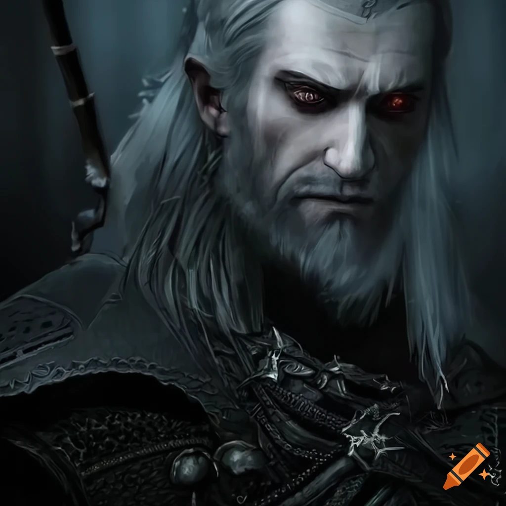 Dark fantasy artwork with a witcher