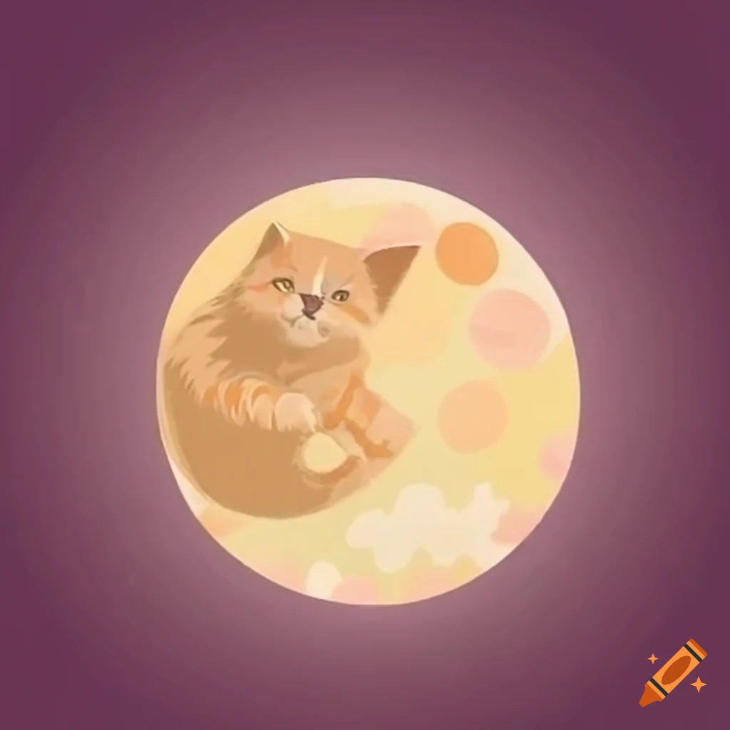 Colorful cartoon illustration of a grinning cat jumping over the moon ...